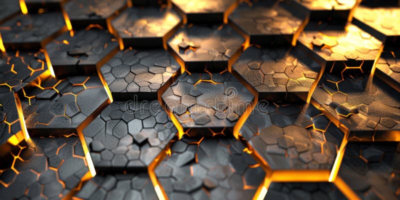 Abstract Glowing Hexagonal Pattern Modern Futuristic Art with Tech ...