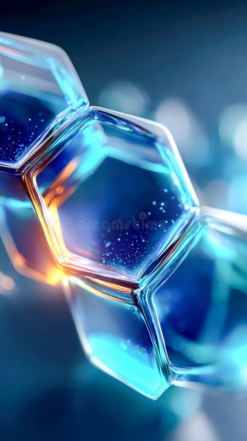 Abstract Glowing Hexagonal Shapes with Futuristic Light Effects in Blue ...