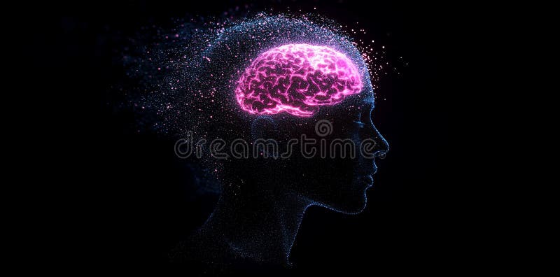 Human Brain Glowing Light Effect Dark Background Stock Photos - Free ...