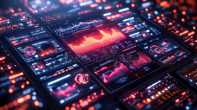 Abstract Glowing Isometric Graph Depicting Futuristic Business ...