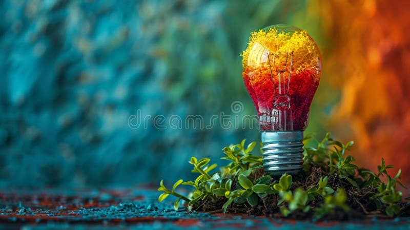 An Abstract Glowing Light Bulb with Plants Inside. the Concept of ...