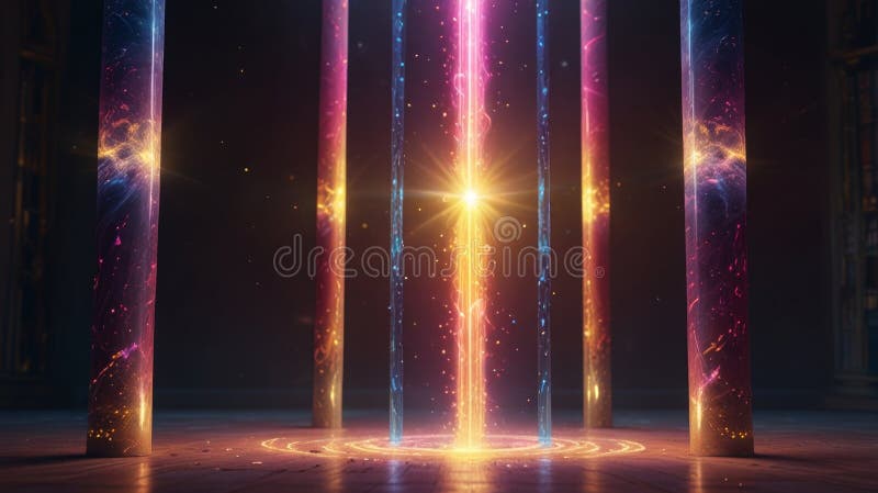 Abstract Glowing Light Columns Stock Illustration - Illustration of ...