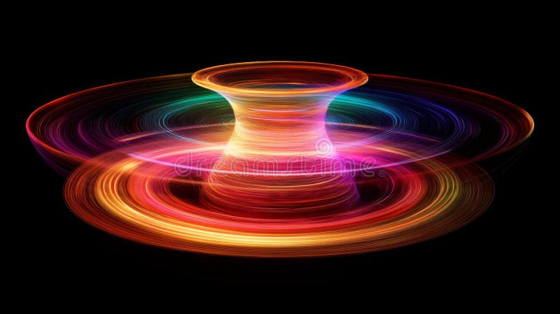 Abstract Glowing Light Structure with Vibrant Colors on Black ...