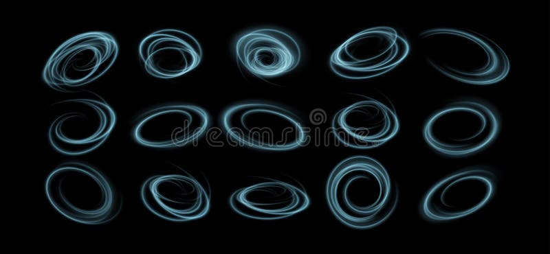 Abstract Glowing Light Swirls Overlay Effect Set on a Dark Background ...