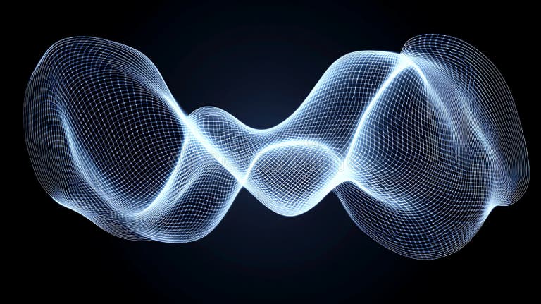 Abstract Glowing Light Wave Grid Pattern Design Stock Photo - Image of ...