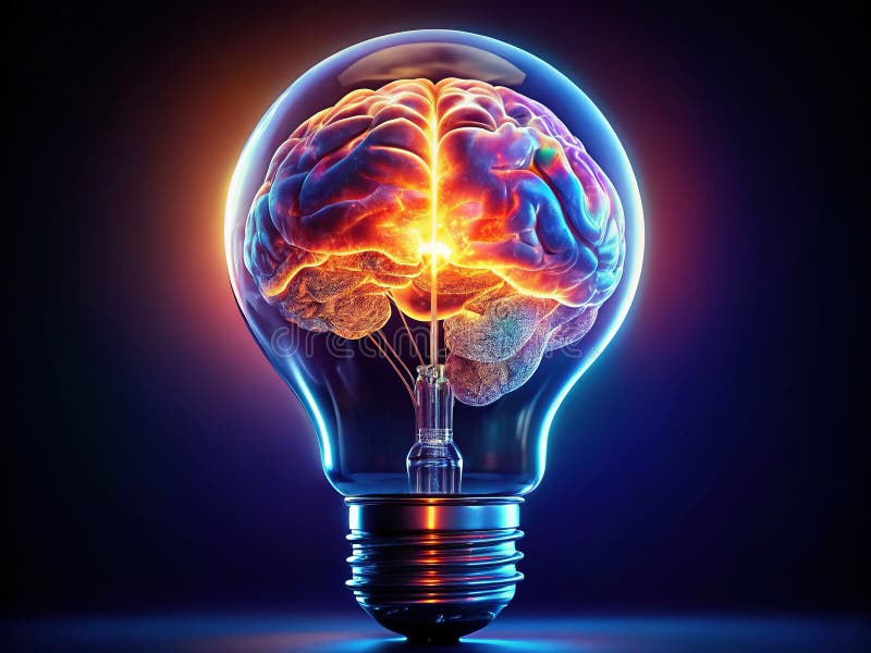 Abstract Glowing Lightbulb Brain Visualizing the Power of the Mind for Innovation and Future ...