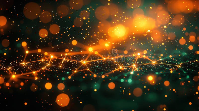 Abstract Glowing Lights and Particles in a Dynamic Wave Formation with ...