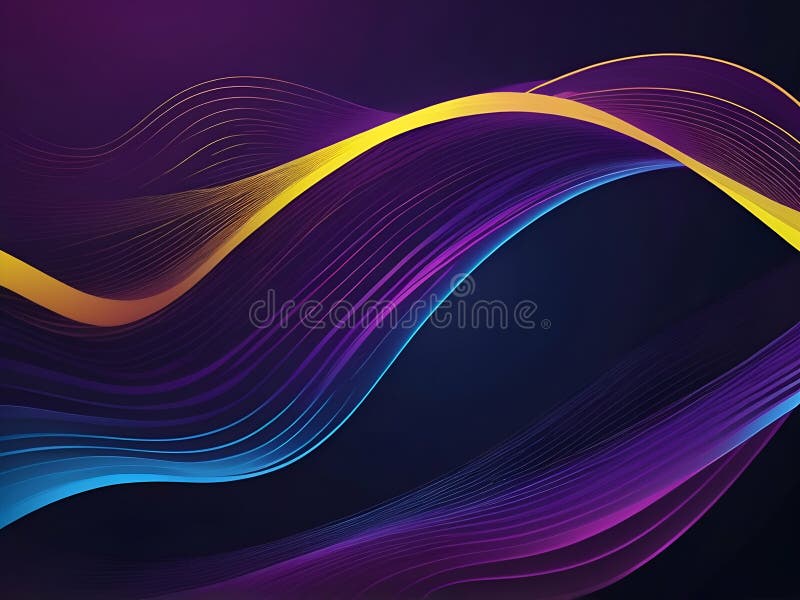 Abstract Glowing Line Wave Flow Pattern Gradient Violet Blue Yellow ...