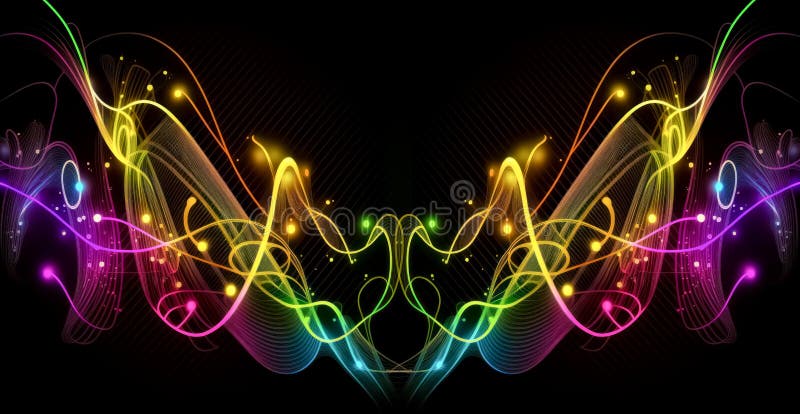 Abstract Glowing Lines on a Black Background Stock Illustration ...