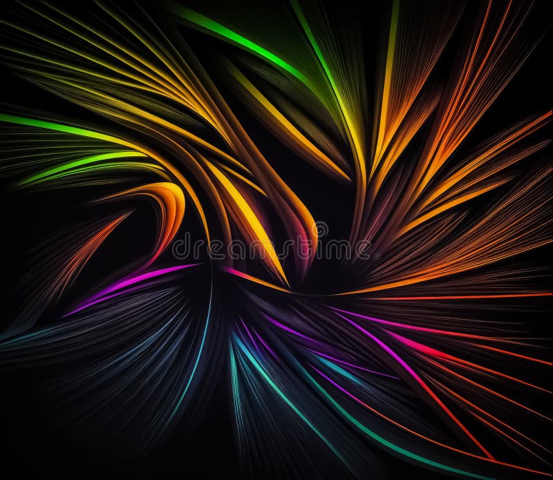 Abstract Glowing Lines on a Black Background Stock Illustration ...