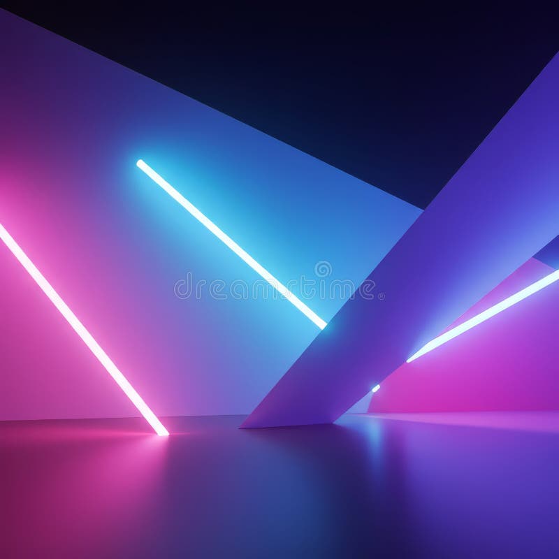 Abstract Glowing Lines and Geometric Shapes with Vibrant Pink and Blue ...