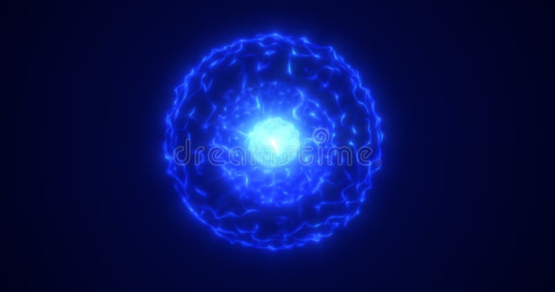 Abstract Glowing Looped Light Energy Blue Sphere Atom from Lines of ...