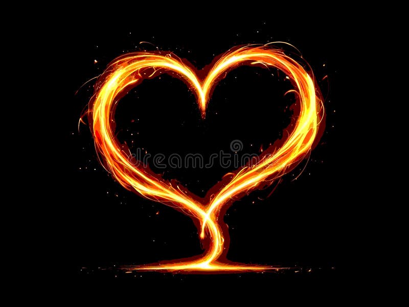 Abstract Glowing Magic Light Effect Heart Shape and Long Trails Fire ...