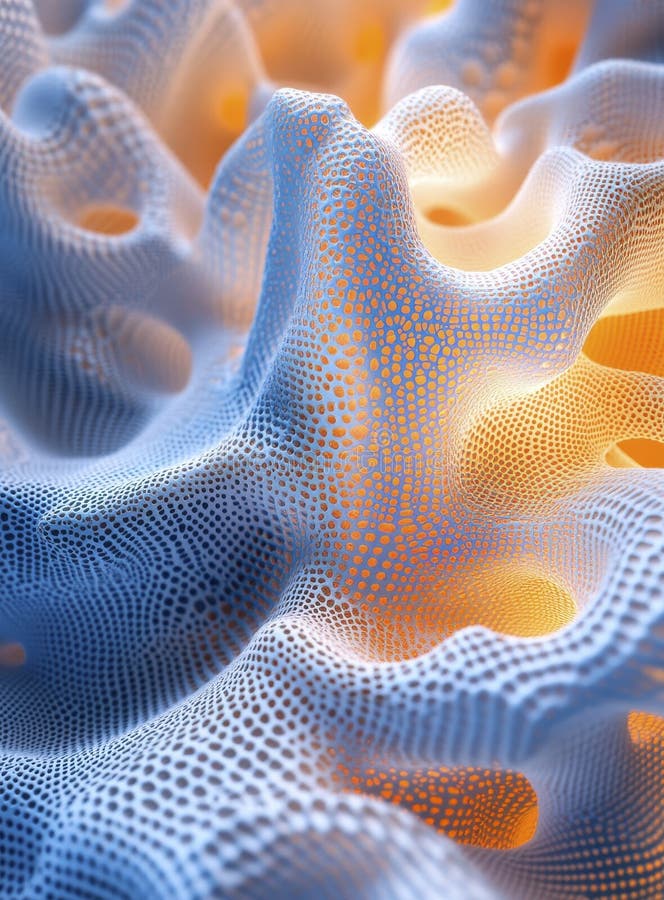 Abstract Glowing Mesh Texture Blue and Orange 3D Render Stock ...
