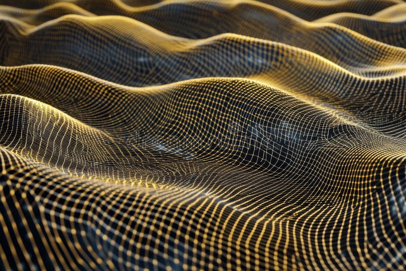 Abstract Glowing Mesh Texture, Intricate Golden Threads Forming Dynamic ...