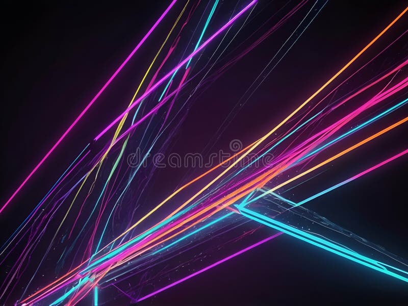 Abstract Glowing Multicolor Neon Lines Light Dark Background Stock ...