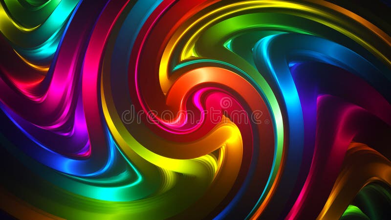 Abstract Glowing Multicolored Swirl Background. Concentric Optical ...