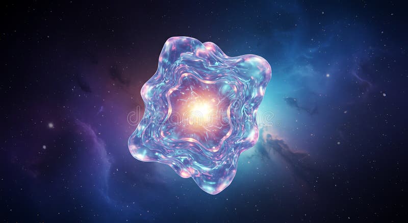 Abstract Glowing Nebula with Wavy Shape Against Starry Cosmic ...