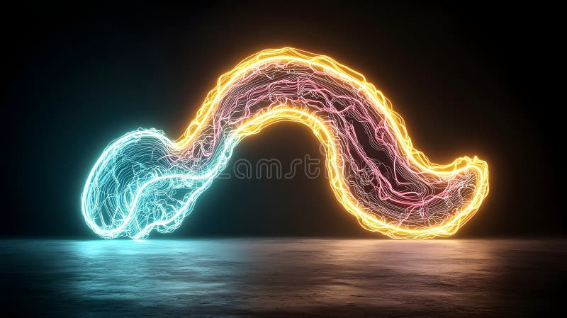 Abstract Glowing Neon Light Curve on Dark Background Stock Illustration ...