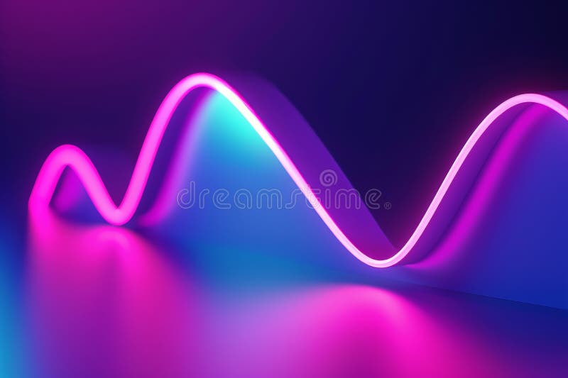 Abstract Glowing Neon Light Wave Design on Background, for Data, Audio ...