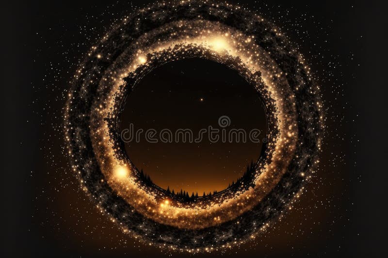 Abstract in Glowing Neon Starlight and Particles with Circle Shape in ...