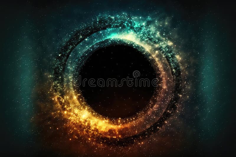Abstract in Glowing Neon Starlight and Particles with Circle Shape in ...