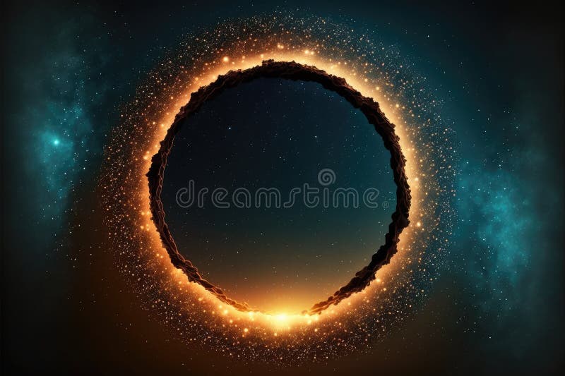 Abstract in Glowing Neon Starlight and Particles with Circle Shape in ...