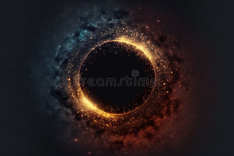 Abstract in Glowing Neon Starlight and Particles with Circle Shape in ...