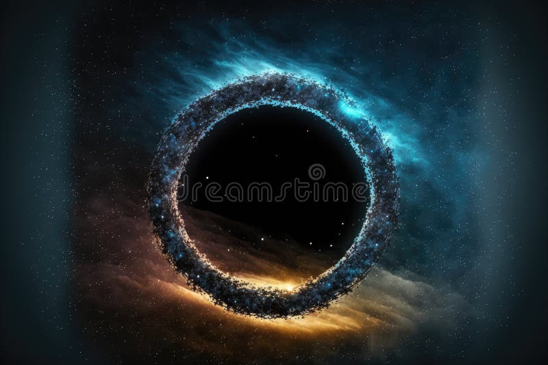 Abstract in Glowing Neon Starlight and Particles with Circle Shape in ...