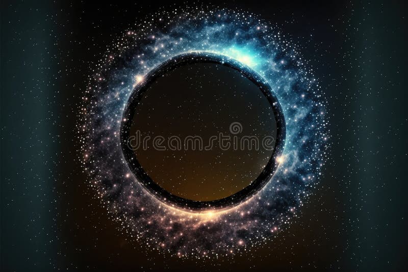 Abstract in Glowing Neon Starlight and Particles with Circle Shape in ...