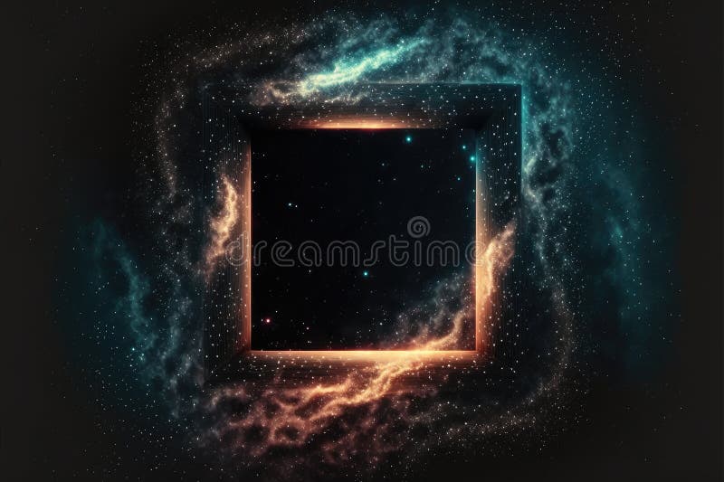 Abstract in Glowing Neon Starlight and Particles with Square Shape in ...