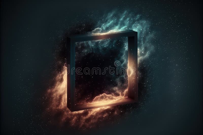 Abstract in Glowing Neon Starlight and Particles with Square Shape in ...