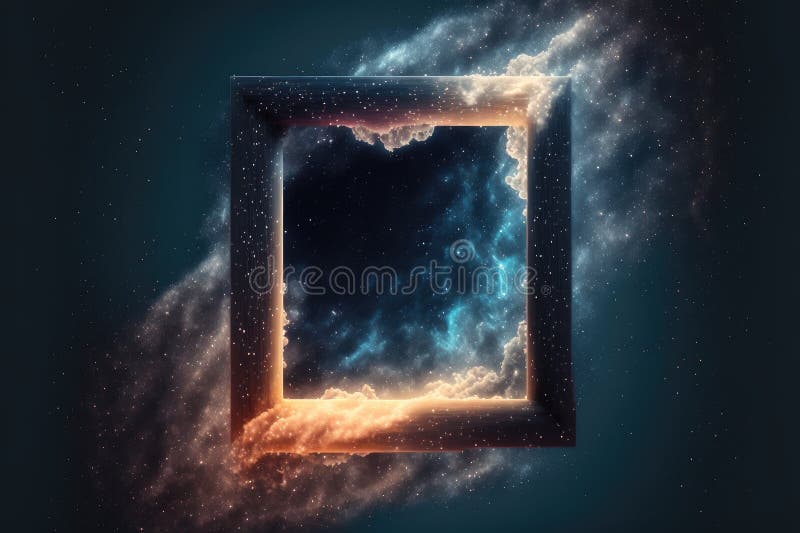 Abstract in Glowing Neon Starlight and Particles with Square Shape in ...