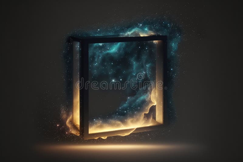 Abstract in Glowing Neon Starlight and Particles with Square Shape in ...