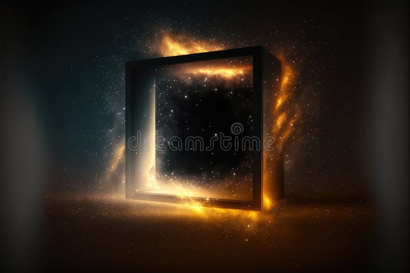 Abstract in Glowing Neon Starlight and Particles with Square Shape in ...