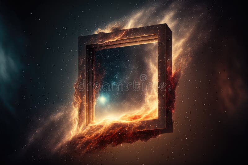 Abstract in Glowing Neon Starlight and Particles with Square Shape in ...