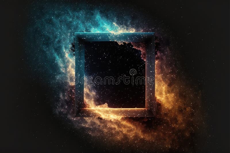 Abstract in Glowing Neon Starlight and Particles with Square Shape in ...