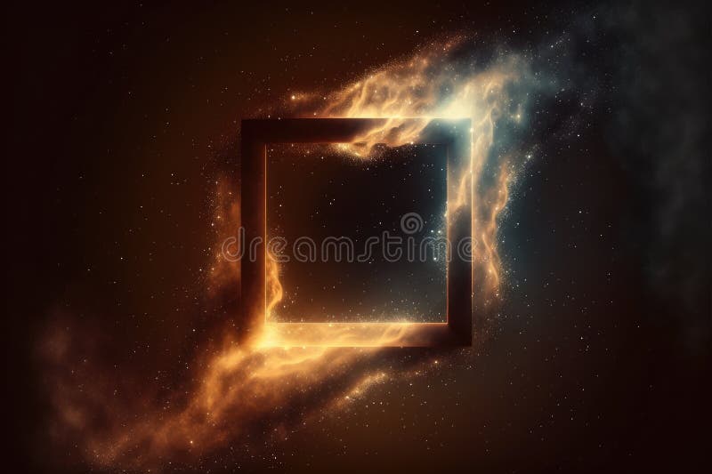 Abstract in Glowing Neon Starlight and Particles with Square Shape in ...