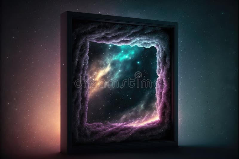 Abstract in Glowing Neon Starlight and Particles with Square Shape in ...