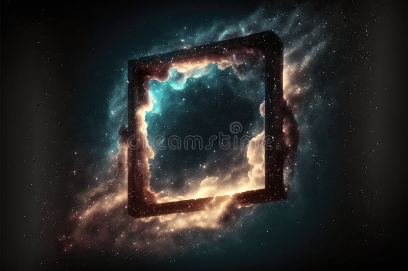Abstract in Glowing Neon Starlight and Particles with Square Shape in ...