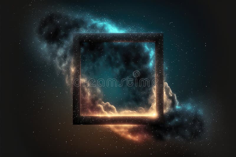 Abstract in Glowing Neon Starlight and Particles with Square Shape in ...