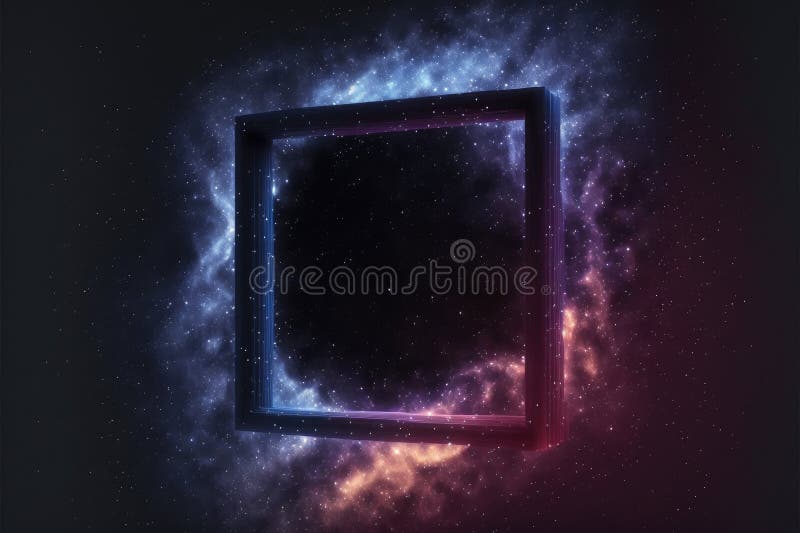 Abstract in Glowing Neon Starlight and Particles with Square Shape in ...