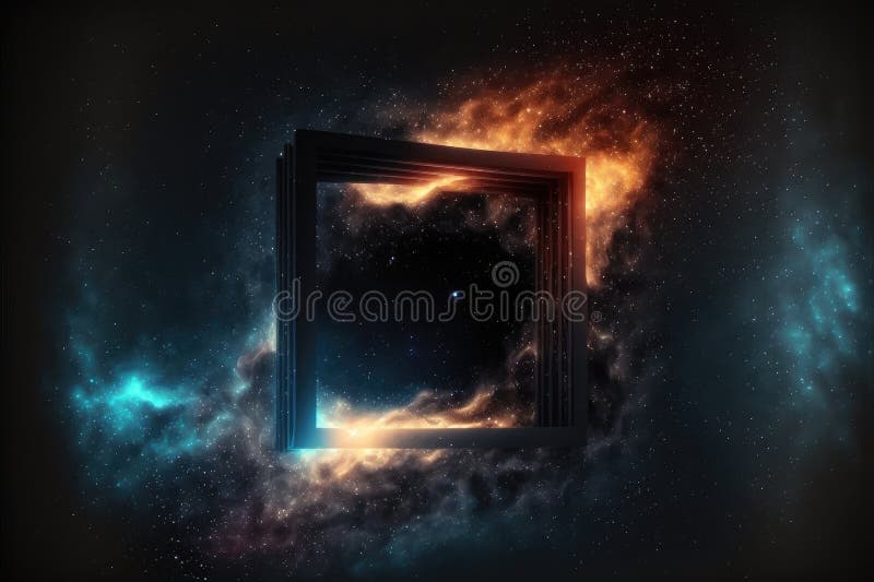 Abstract in Glowing Neon Starlight and Particles with Square Shape in ...