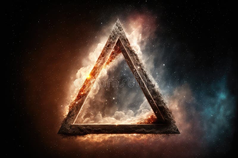 Abstract in Glowing Neon Starlight and Particles with Triangle Shape in ...