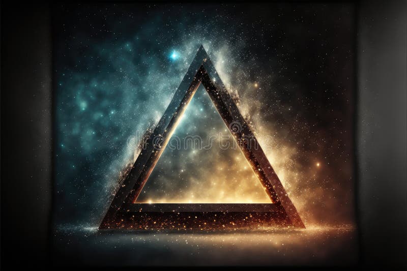 Abstract in Glowing Neon Starlight and Particles with Triangle Shape in ...