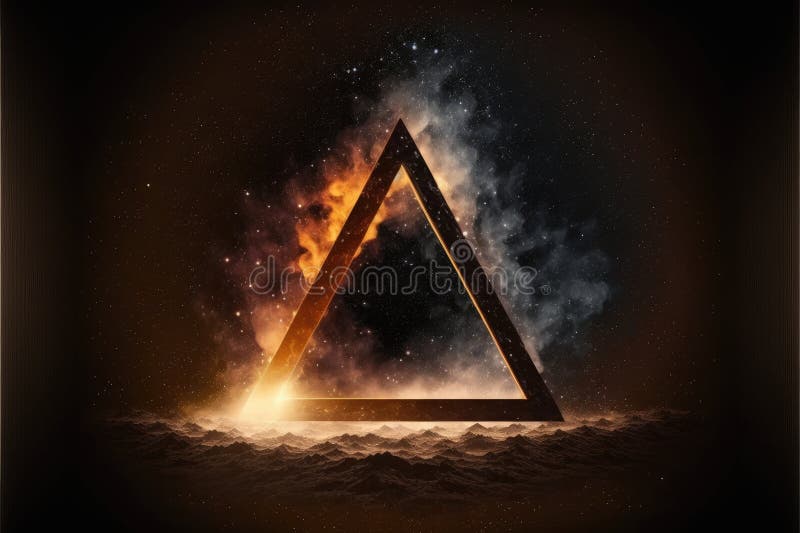 Abstract in Glowing Neon Starlight and Particles with Triangle Shape in ...