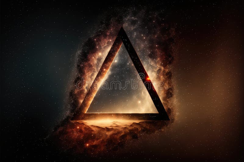 Abstract in Glowing Neon Starlight and Particles with Triangle Shape in ...