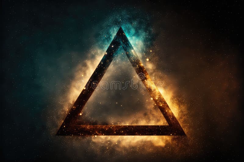 Abstract in Glowing Neon Starlight and Particles with Triangle Shape in ...