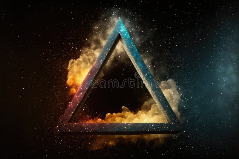 Abstract in Glowing Neon Starlight and Particles with Triangle Shape in ...