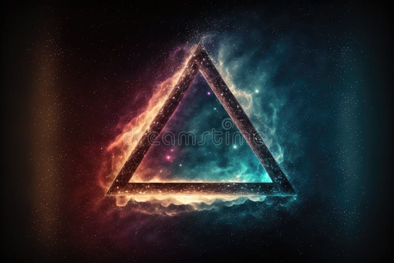 Abstract in Glowing Neon Starlight and Particles with Triangle Shape in ...